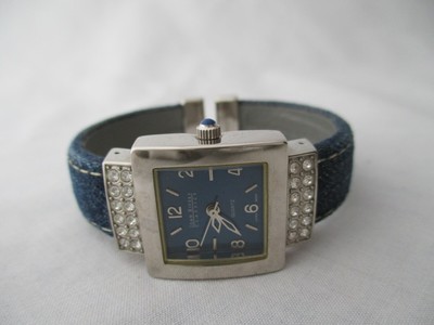 Joan Rivers Classics Wristwatch Silver Tone Blue Cuff Band Square ...