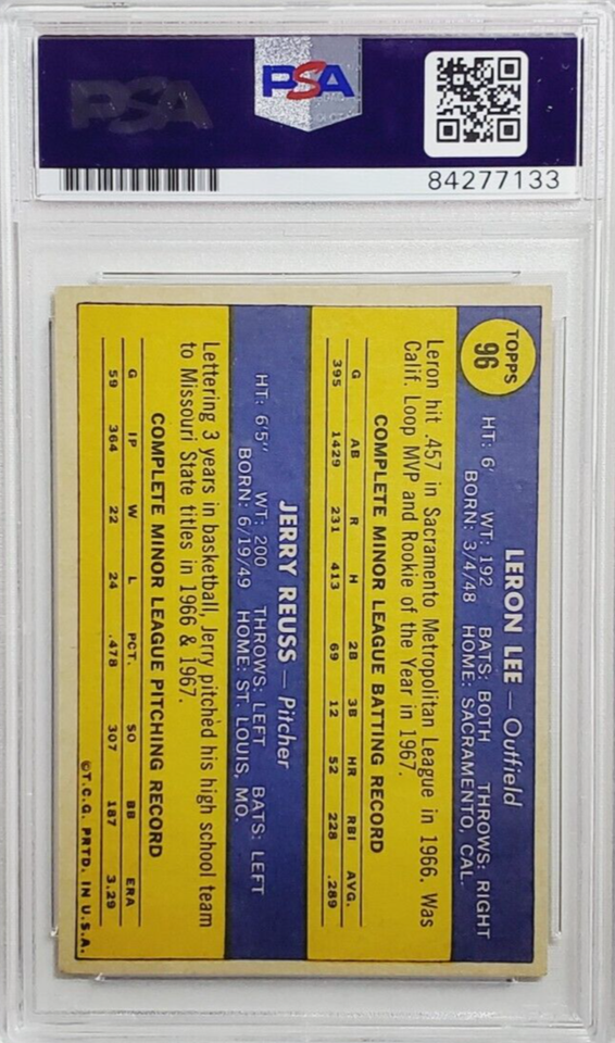 1970 Topps #96 Jerry Reuss Signed Rookie Card Autograph RC PSA/DNA 10 ...