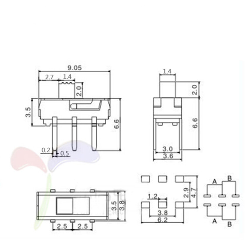 6 Pin Slide Switch 2 Position Toggle Switch DPDT PCB Breadboard ...