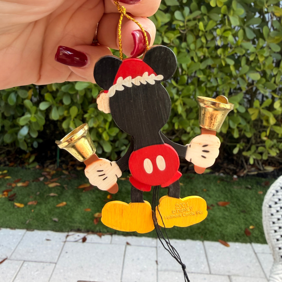 Hallmark Ornament Mickey & Minnie Mouse 2001 & 2002 Bell Ringing Santa ...