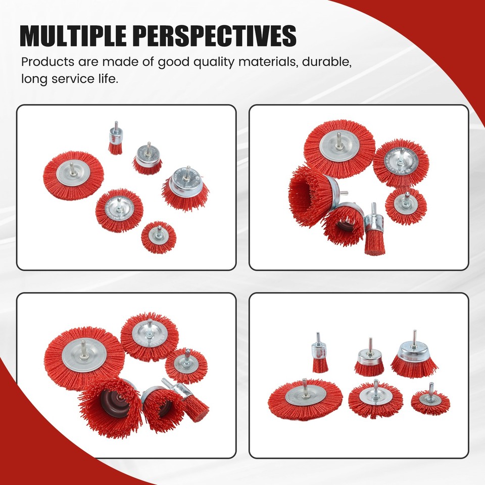 6Pcs Nylon Filament Abrasive Wire Brush Wheel & Cup Brush Set with 1/4 ...