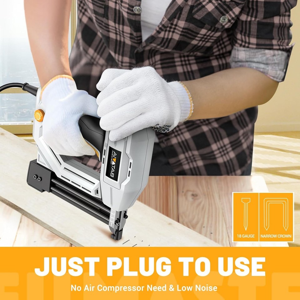 Electric Nail Gun, 2-In-1 Staple Gun Brad Nailer 18 Gauge for Heavy ...