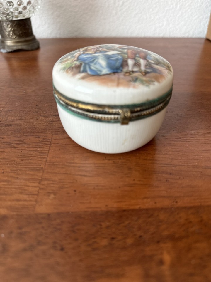 Porcelain Dresser Box w/ Musician Couple Ormolu Mounts Ca 1930 | eBay