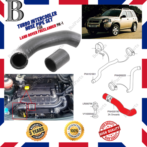 Turbo Intercooler Hose Pipe Set fits Land Rover Freelander MK1 2.0 TD4 ...