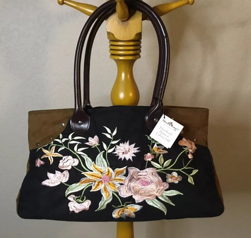 Vintage Mad Bags Handmade Natural Taffeta Silk Handbag/ Purse Chocolate ...