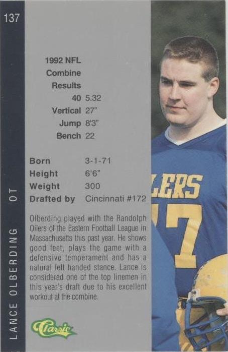 1992 Classic Four Sport Draft Pick Collection Lance Olberding #137 for ...