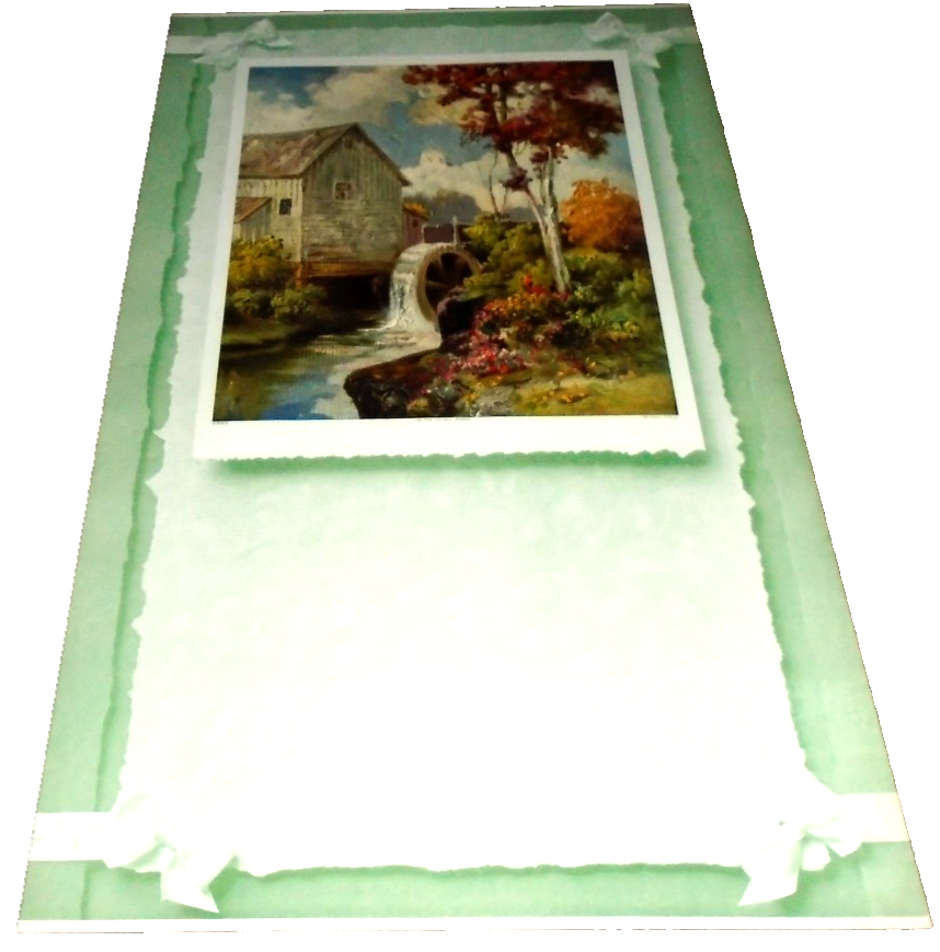 R. Atkinson Fox, Mill, Water Wheel, Flowers, Tree, 20"X12" Sample ...