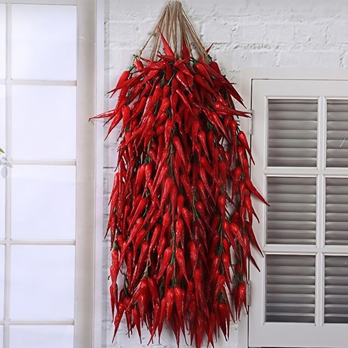 Realistic Red Chili Pepper Decor: 10-Piece Faux Vegetable Set for Home ...
