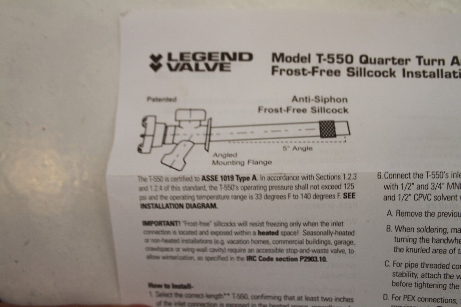 Legend Valve T-550 No Lead Frost Free Faucet For Plumbing Hydroponics ...