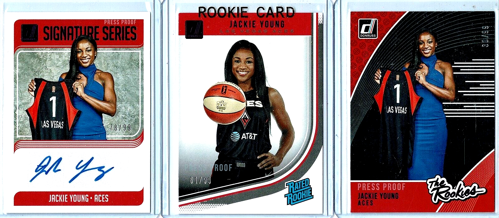 JACKIE YOUNG 2019 Panini Donruss WNBA Purple PP #/99 Auto/RC/Insert 3 ...
