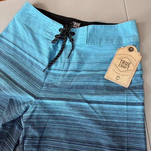 NWT True Craft Blue Striped Unlined Swim Trunks Board Shorts Men's Size ...