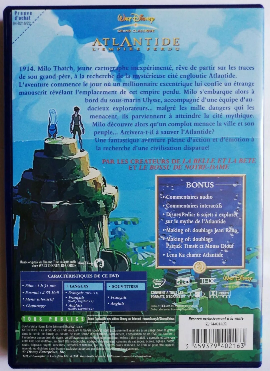 Atlantide, l'empire perdu DVD ~ Gary Trousdale / Walt Disney | eBay