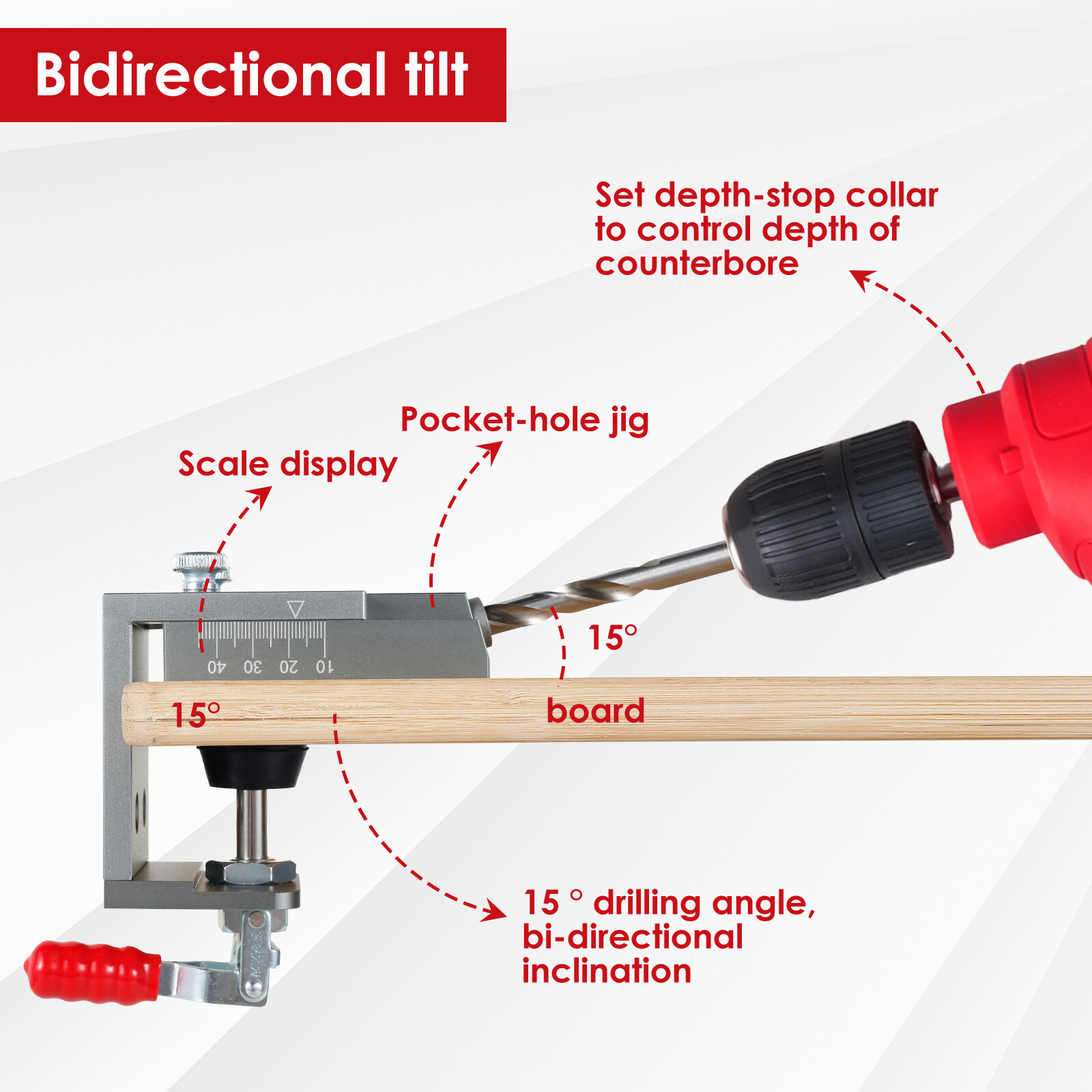 Pocket Hole Jig Kit 15 Degree Angle Hole Oblique Puncher Locator | eBay
