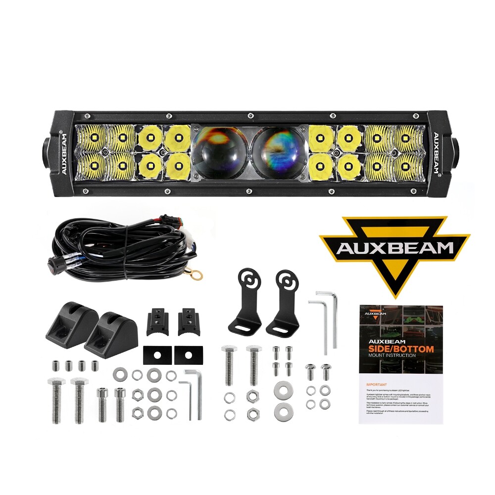 AUXBEAM 12" 5D-PRO LED Work Light Bar Driving Lamp + DT Wiring For Jeep ...