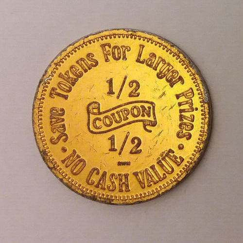 Half Moon Arcade Weirs Beach, NH Aluminium 1/2 Coupon Prize Token 25mm ...