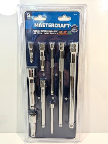 (SEALED) Mastercraft 9 Piece Wobble Extension Bar Set 1/4", 3/8", & 1/2 ...
