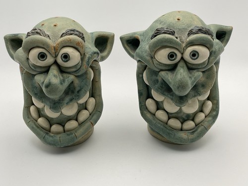 Phelps Studio Art Pottery Ugly Face Salt Pepper Signed Dated 2009 ...