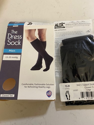 ALEX The Dress Sock Men's Compression 15-20mmHg (Black) Large | eBay