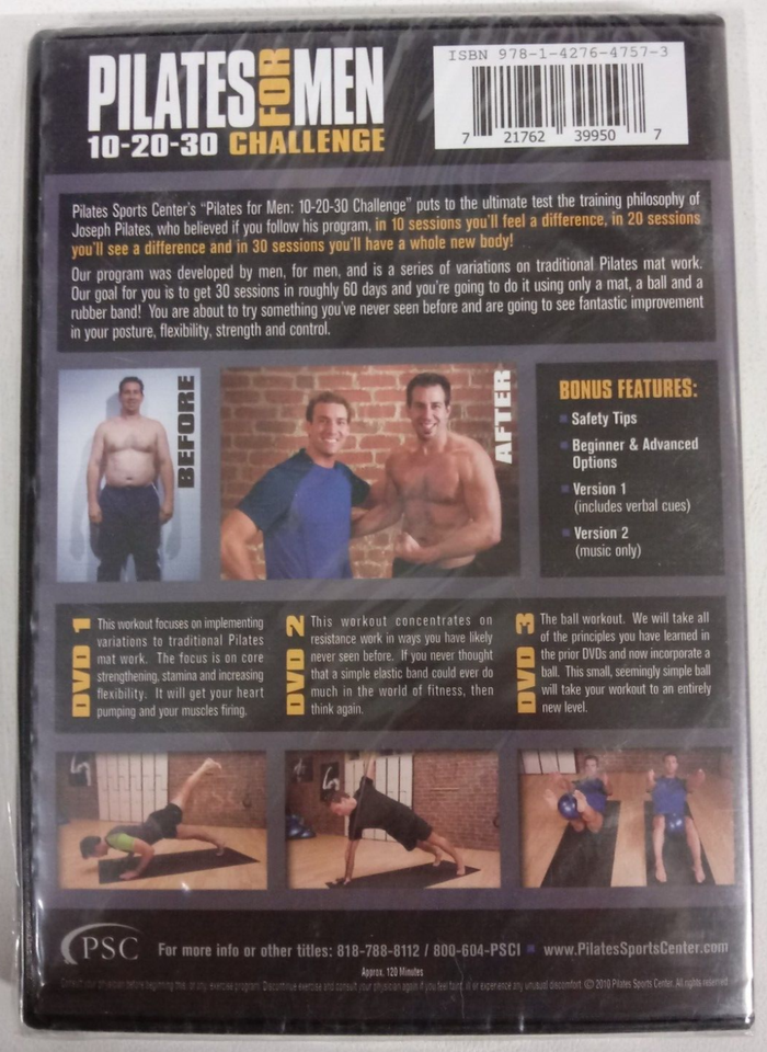 Pilates For Men DVD 10-20-30 Challenge Mat Workout NEW Sealed Pilates ...