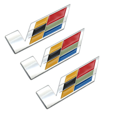 3pcs Chrome V Emblem Metal Badge Side Fender Lid Trunk Decal for ...
