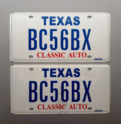 🐾 TEXAS "CLASSIC AUTO" LICENSE PLATE PAIR (BC56BX) UNUSED NOS | eBay