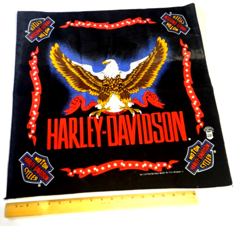 Harley Davidson Motorcycles American Eagle Black Bandana Dew Do Rag ...