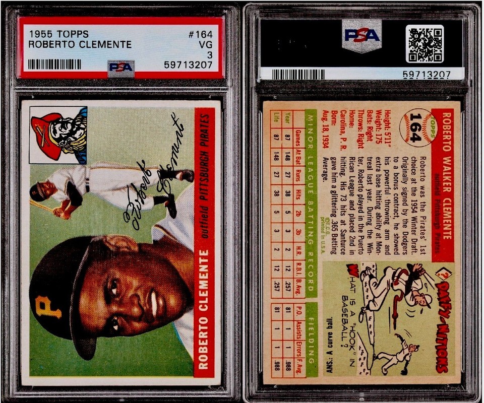 1955 Topps Roberto Clemente RC Rookie PSA 3 #164 DEAD CENTERED ...