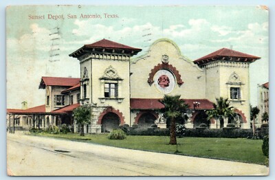 POSTCARD San Antonio Texas Sunset Depot Train Station Railroad 1911 | eBay