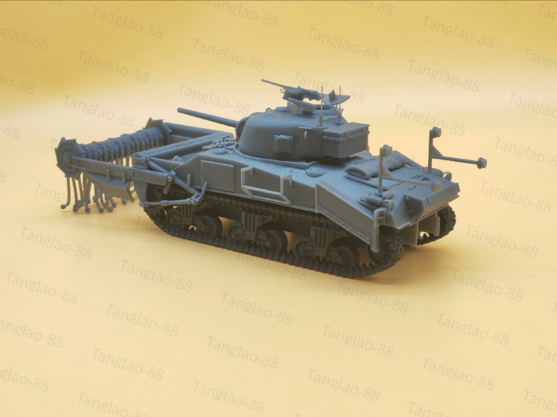 1/72 WW II US "Sherman M4A4 with Minesweeper plow" Tank kit model (3D ...