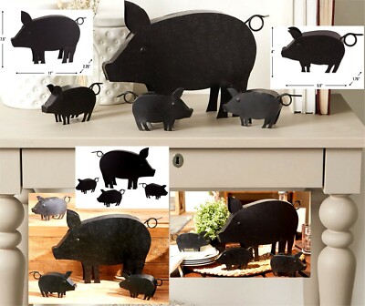 Set of 4 Pieces ** MOMMA PIG WITH 3 PIGLETS GARDEN SCULPTURE SET * NIB ...