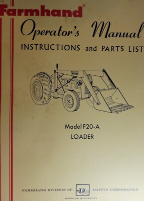 Farmhand 1964 F20-A Front End Bucket Loader Farm Tractor Owner & Parts ...