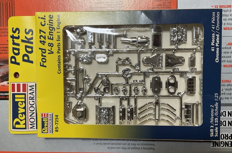 Revell Monogram 1:25 Scale 41 Piece Chrome Parts Pak for Ford 427 V-8 ...