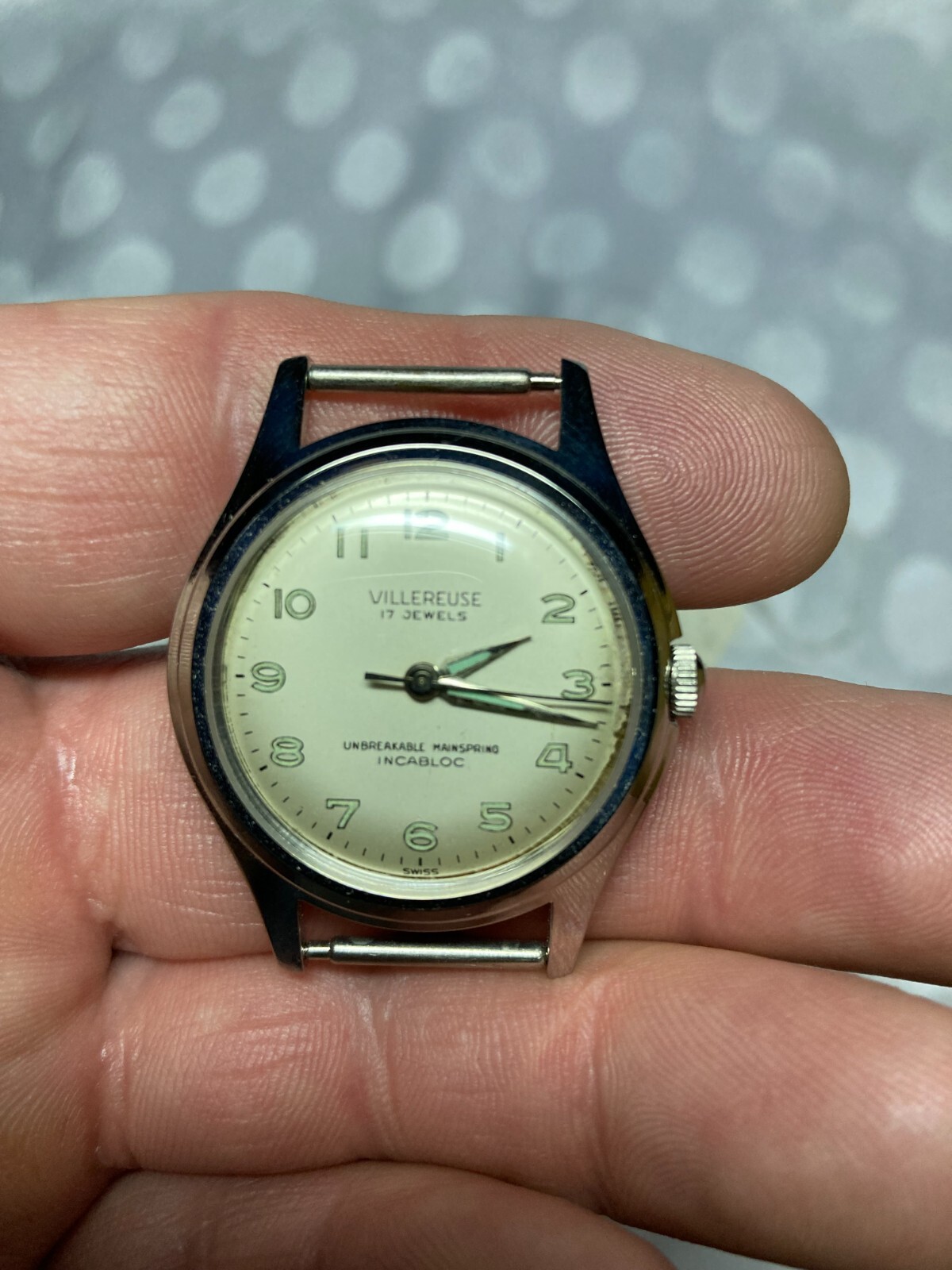 Vintage Military Style Stainless Steel Villereuse 17J Swiss Watch | eBay