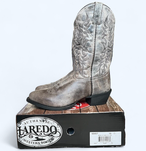 Laredo Harding Mid-Calf Size 10D Embroidered Western Cowboy Boots Grey ...