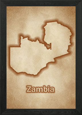 Zambia vintage map glow Framed Wall Art Poster Canvas Print Picture ...