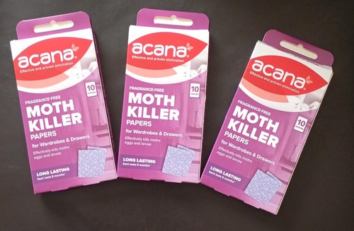 3 Boxes x 10 Moth Killer ACANA Hanging Papers Odourless for Drawers ...