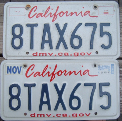 CALIFORNIA 2021 pair license plates 8 TAX 675 Tax tariff taxation | eBay
