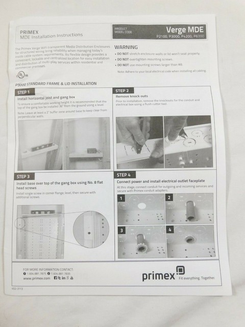 Primex Verge P3000 Home Media Cabinet 125-0990 30” Enclosure Base ...