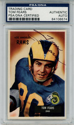 Tom Fears Autographed/Signed 1955 Bowman #43 Trading Card PSA Slab ...