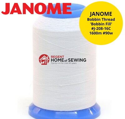 JANOME Embroidery Machine Bobbin Thread Fill White 1600 metres #J-208 ...