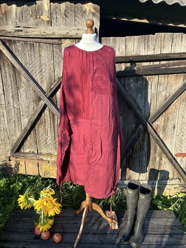 Gudrun Sjoden Women's Beautiful Dress Linen Silk Dark Red Sleeveless ...