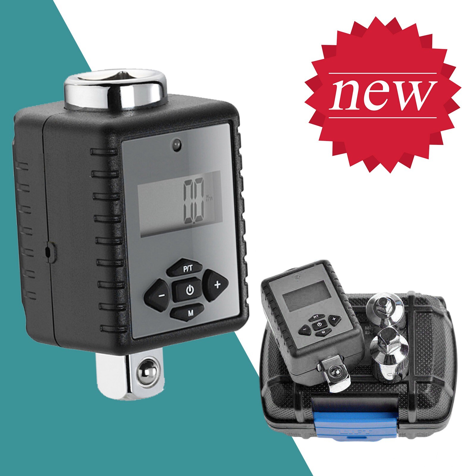 3Pcs Set 2-200Nm Hand Tool Digital Torque Wrench Adapter 1/2" 3/8" & 1/ ...