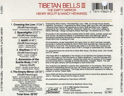 HENRY WOLFF & NANCY HENNINGS TIBETAN BELLS III: THE EMPTY MIRROR NEW CD ...
