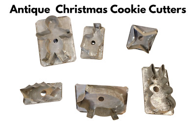 RARE VTG, 6 Antique Primitive Metal Christmas Cookie Cutters With ...