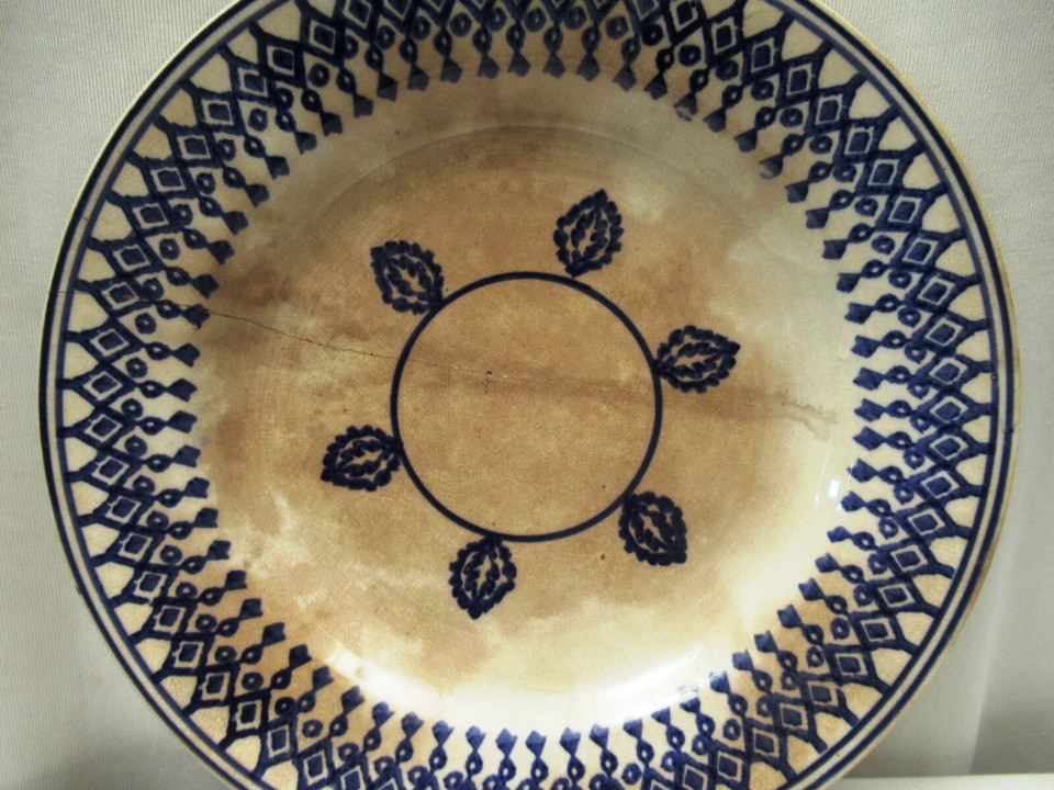 Scottish Antique Spongeware Spatterware Plate Porcelain Bowl Blue ...