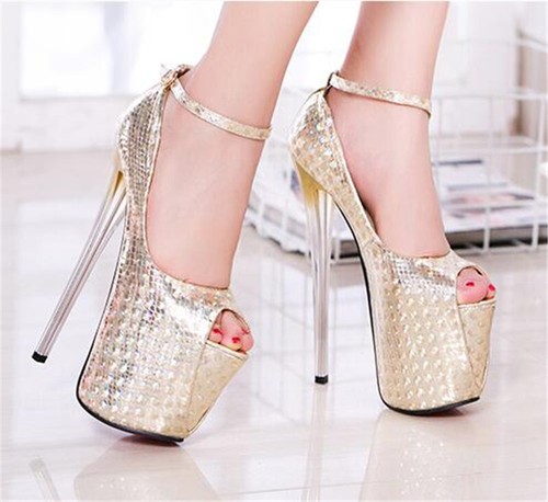 Womens 19Cm Supper High Heels Shoes Round Toe Platform Catwalk ...