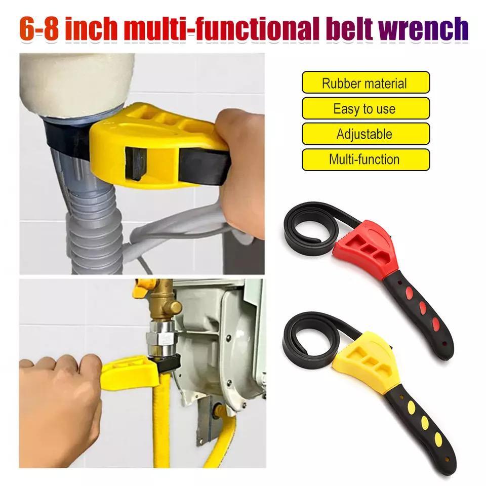 6"/8" Rubber Strap Wrench Grip Tighten Bottle Spanner Oil Filter Bottle ...