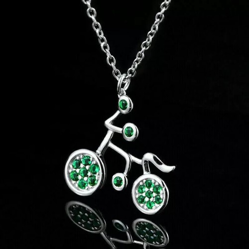 2.00Ct Round Simulated Emerald Cycle Wedding Pendant 14K Yellow Gold ...