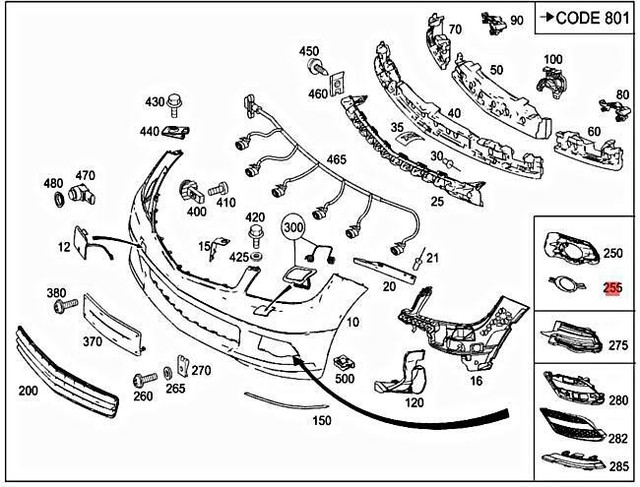 Mercedes-Benz 2048850674 Genuine OEM Factory Original Fog Lamp Bezel ...