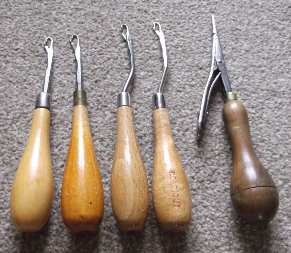 Vintage Readicut Rug Making Tools Including Bodger & 4 Latch Hooks ...